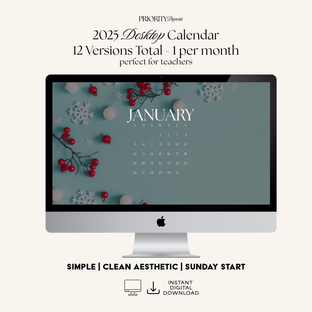 12 Seasonal Holiday Monthly Desktop Calendar 2025 | Digital Download ...