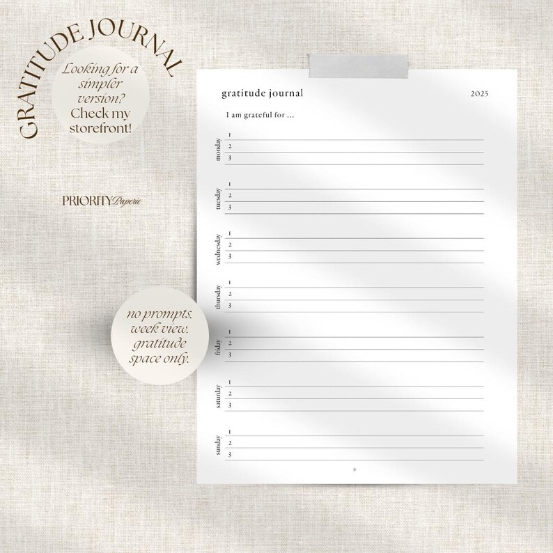 Mindful Gratitude Journal Template: Minimalist Daily Reflection (PDF ...