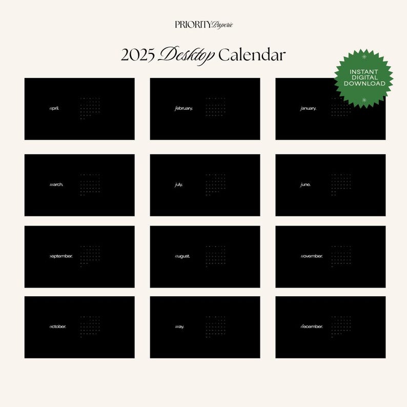 2025 Desktop Calendar Wallpaper | Digital Download | Minimal Aesthetic ...