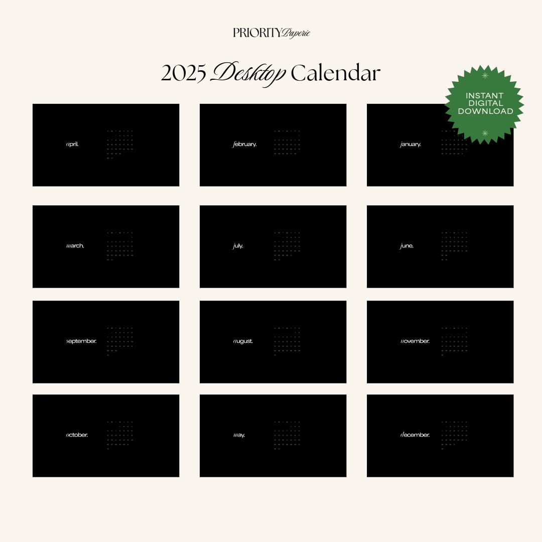 2025 Desktop Calendar Wallpaper | Digital Download | Minimal Aesthetic ...