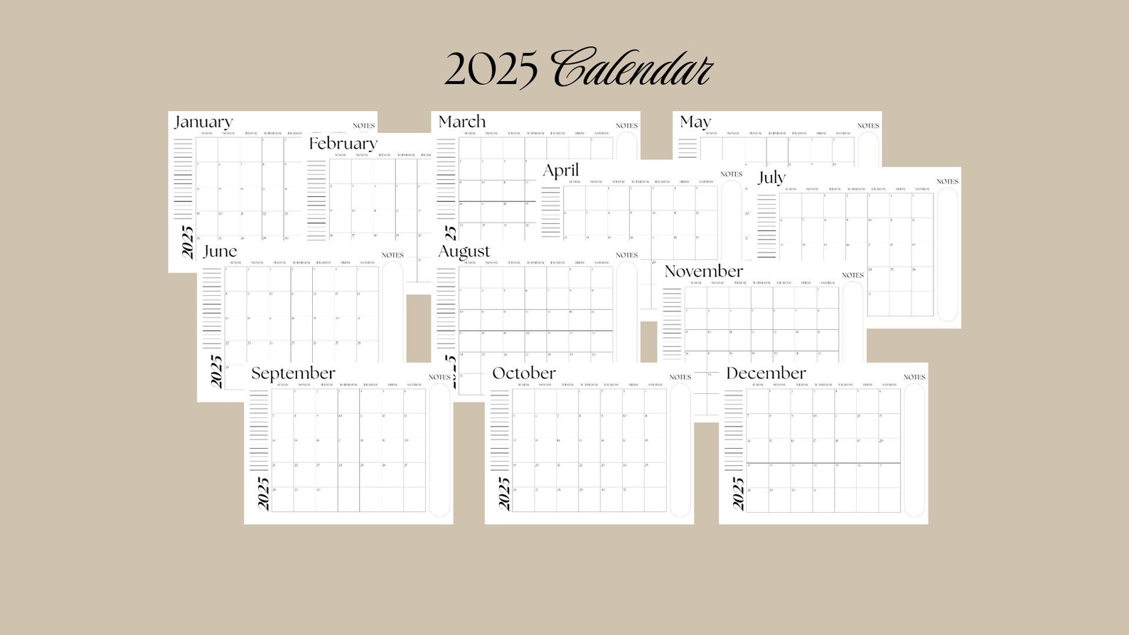 2025 Minimalist Printable Calendar | Digital Download | Modern ...