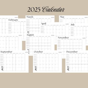 2025 Minimalist Printable Calendar | Digital Download | Modern ...