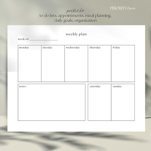 Minimalist Weekly Planner Template: Simple Clean Design (printable PDF ...