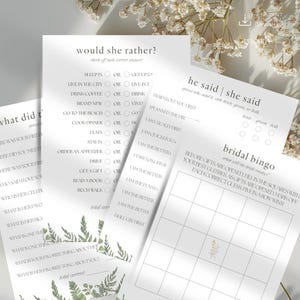 4 Elegant Bridal Shower Games Printable, Minimalist Modern Bridal ...