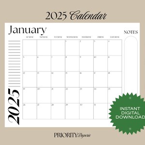 2025 Minimalist Printable Calendar | Digital Download | Modern ...
