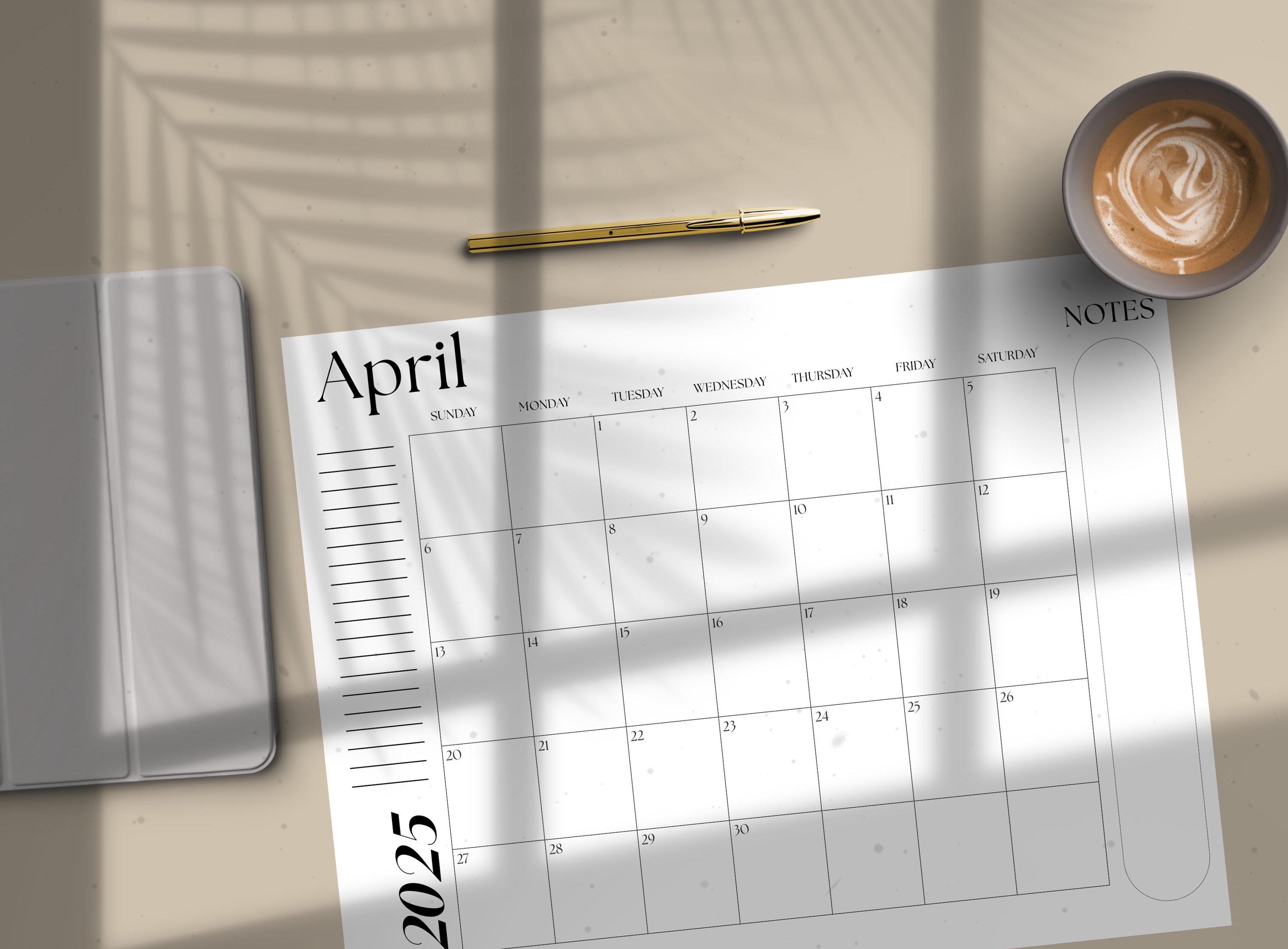 2025 Minimalist Printable Calendar Digital Download Modern Aesthetic ...