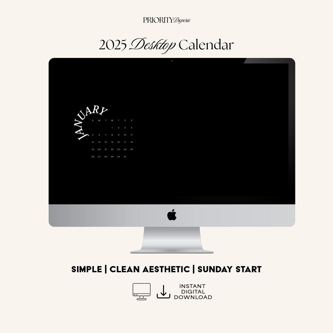 2025 Desktop Calendar Wallpaper | Digital Download | Minimal Aesthetic ...