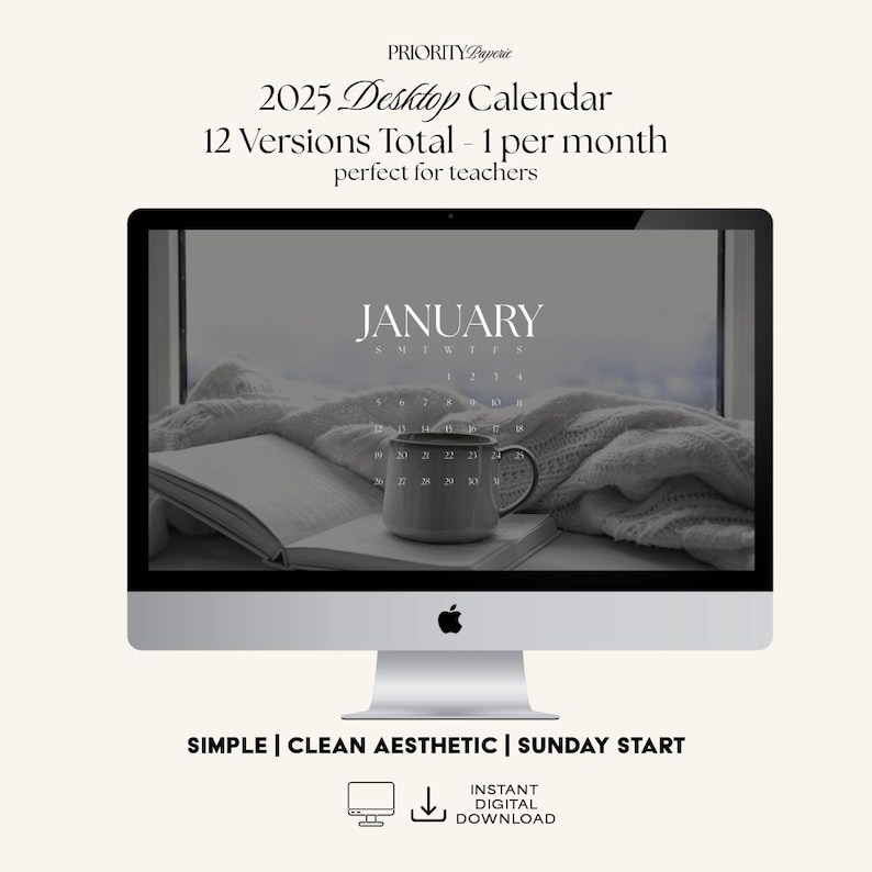 12 Seasonal Holiday Monthly Desktop Calendar 2025 | Digital Download ...