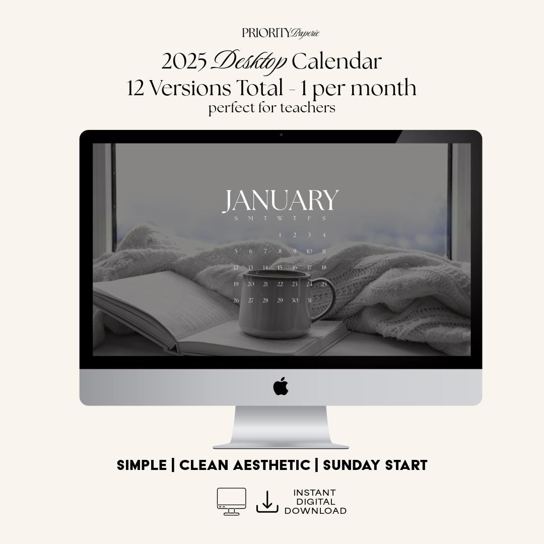 12 Seasonal Holiday Monthly Desktop Calendar 2025 | Digital Download ...