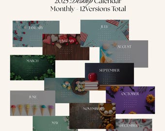 12 Seasonal Holiday Monthly Desktop Calendar 2025 | Digital Download ...