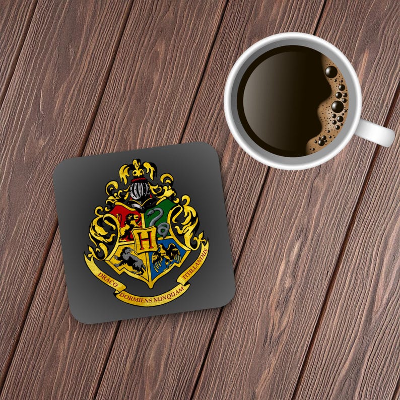 Hogwarts Crest Modern Bar Coaster Custom Harry Potter Housewarming Gift ...