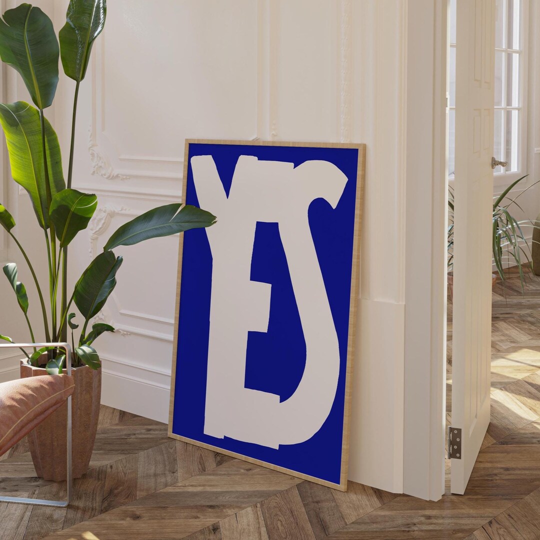 YES Typography Printable Poster | Minimalist Digital Trendy Wall Art ...