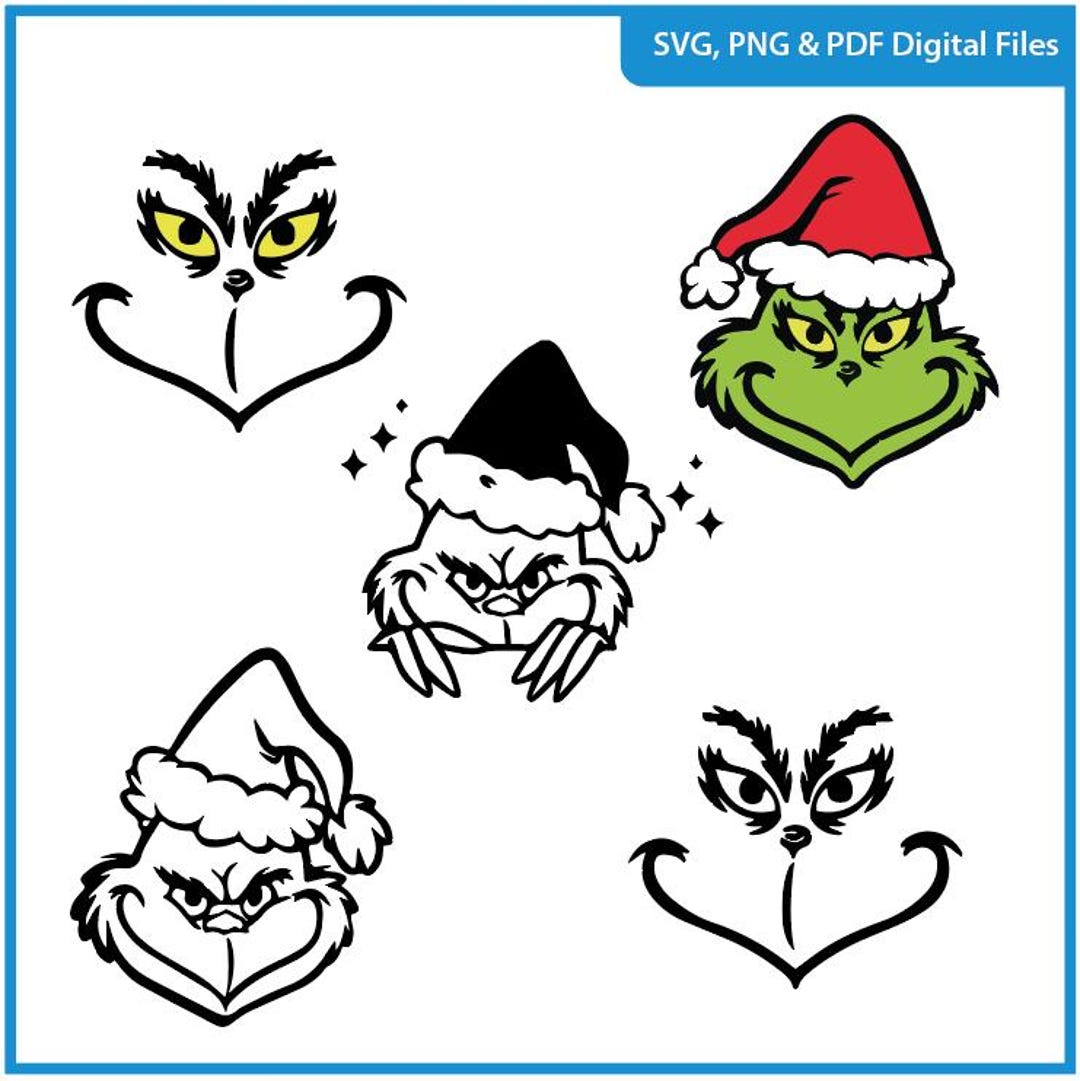 Grinch Face SVG, PNG, Cricut, Grinchy Face Svg, Christmas, Grinch Face ...
