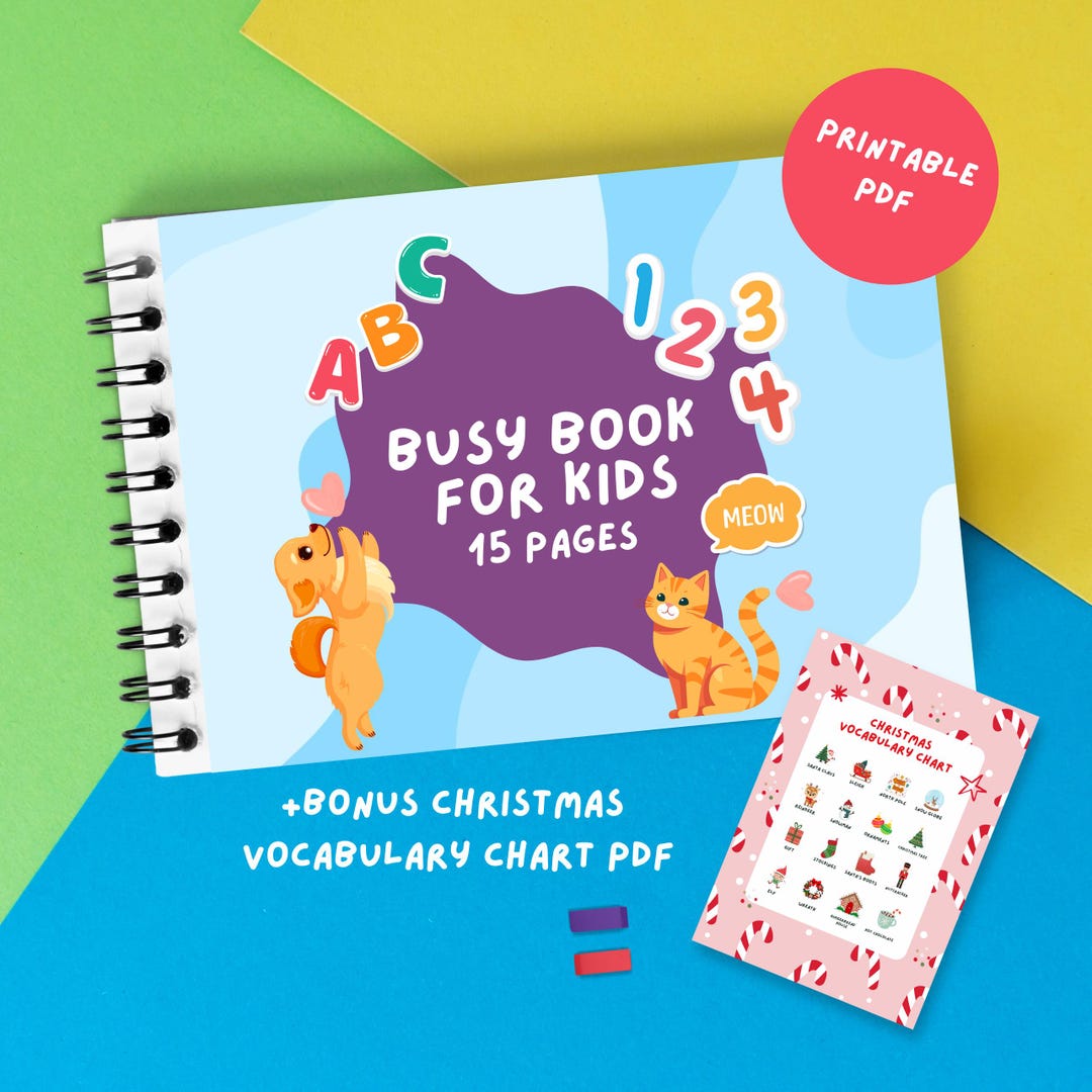 Interactive Busy Book for Toddler, Activity Binder, Preschool Learning ...