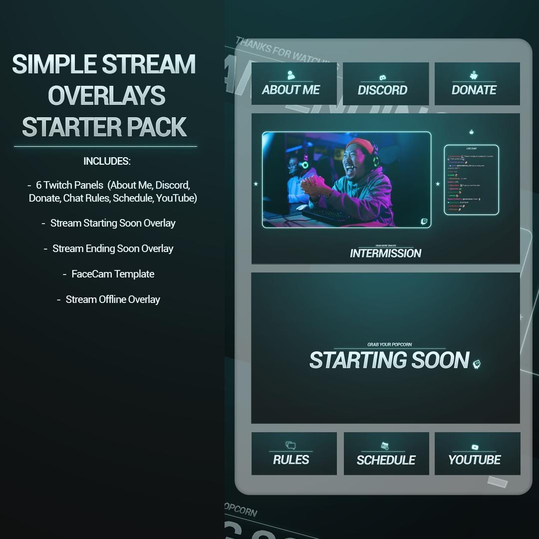 Simple Stream Overlays Starter Pack - for Beginners - New Streamers ...
