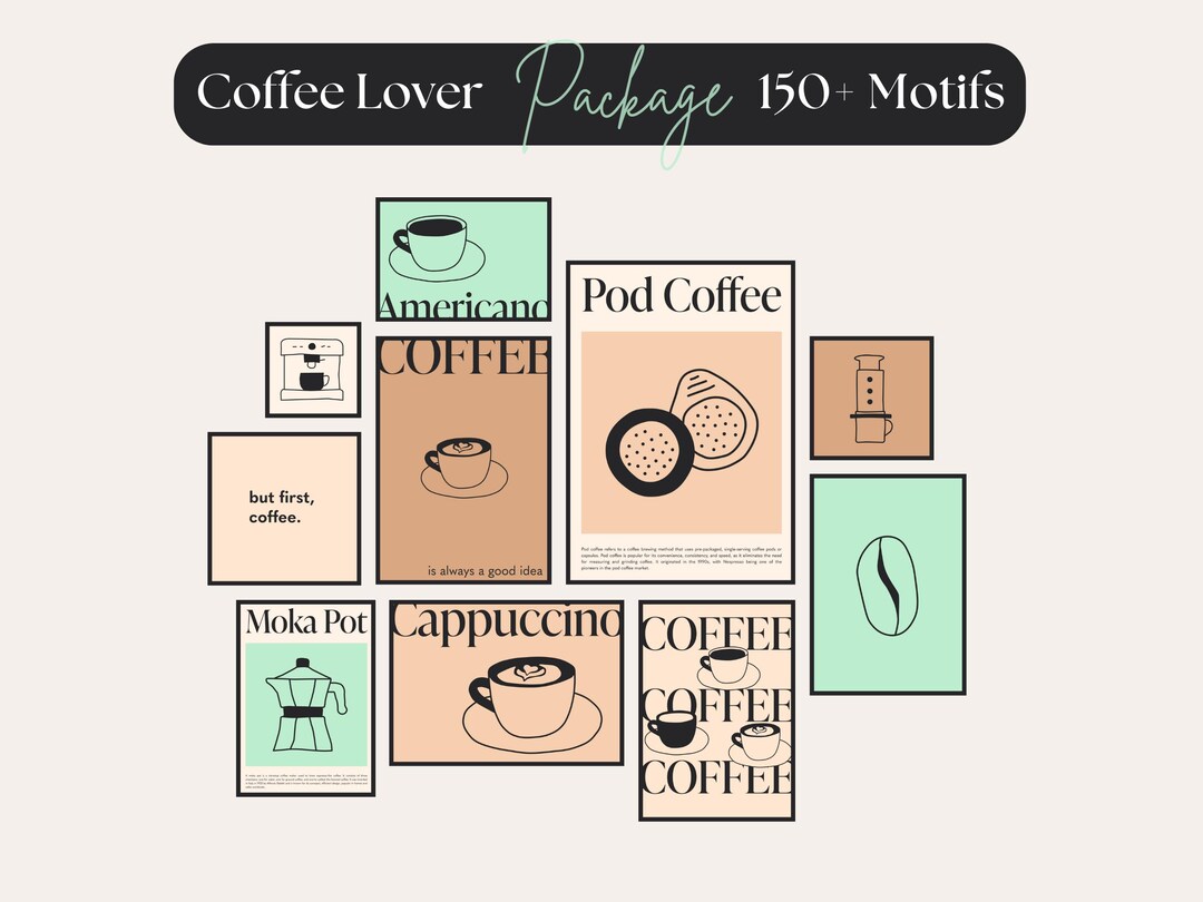 Illustrative Coffee Posters Printable Wall Arte for Homedecor, Printful ...