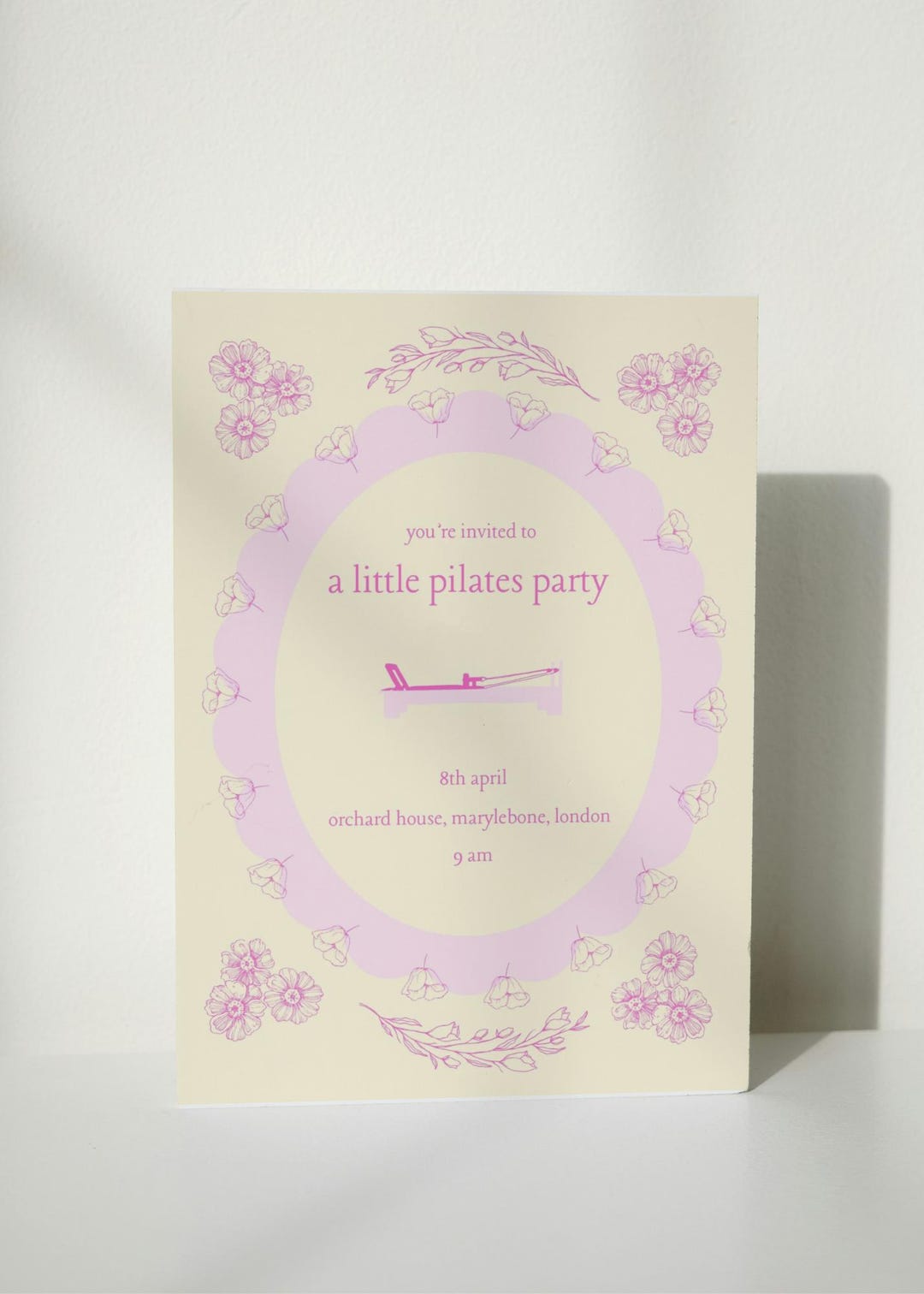 INVITATION Reformer Pilates Party Invite Elegant Floral Pilates Party ...