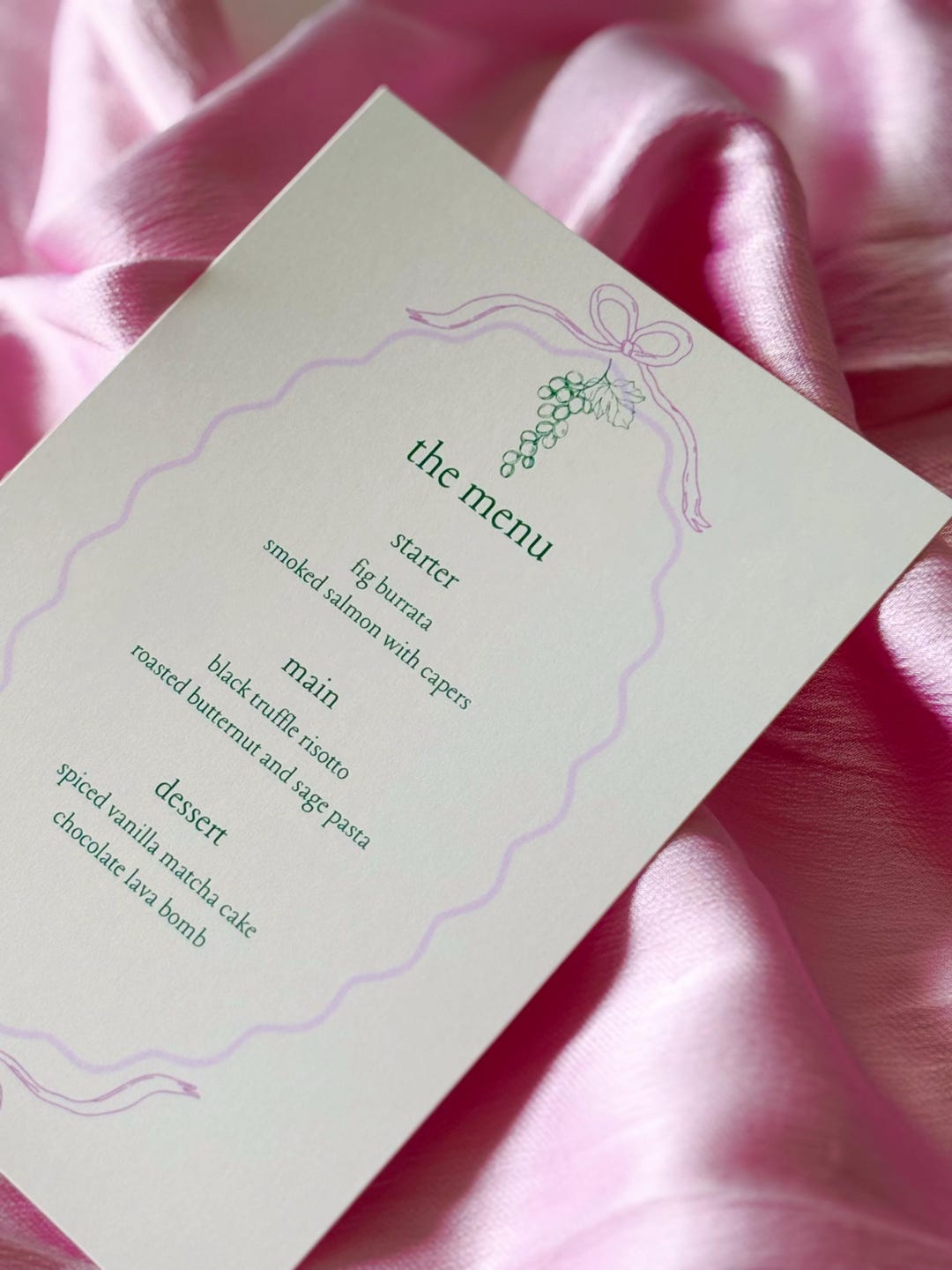MENU Dinner Party Menu Elegant Wedding Menu Minimalistic Private Chef ...