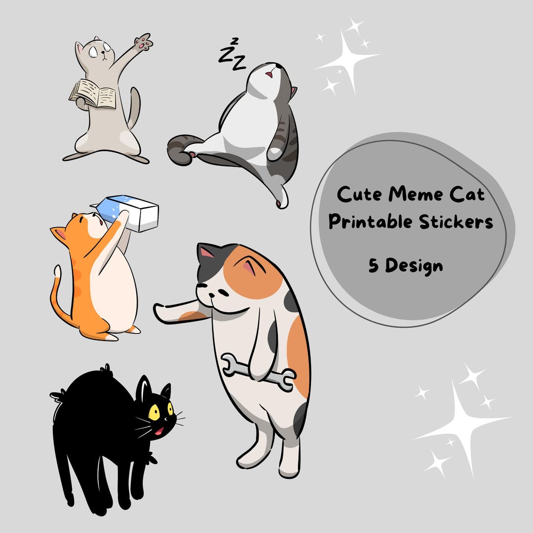 Cute Cat Stickers Meme Cat Stickers Digital Stickers Printable Stickers ...