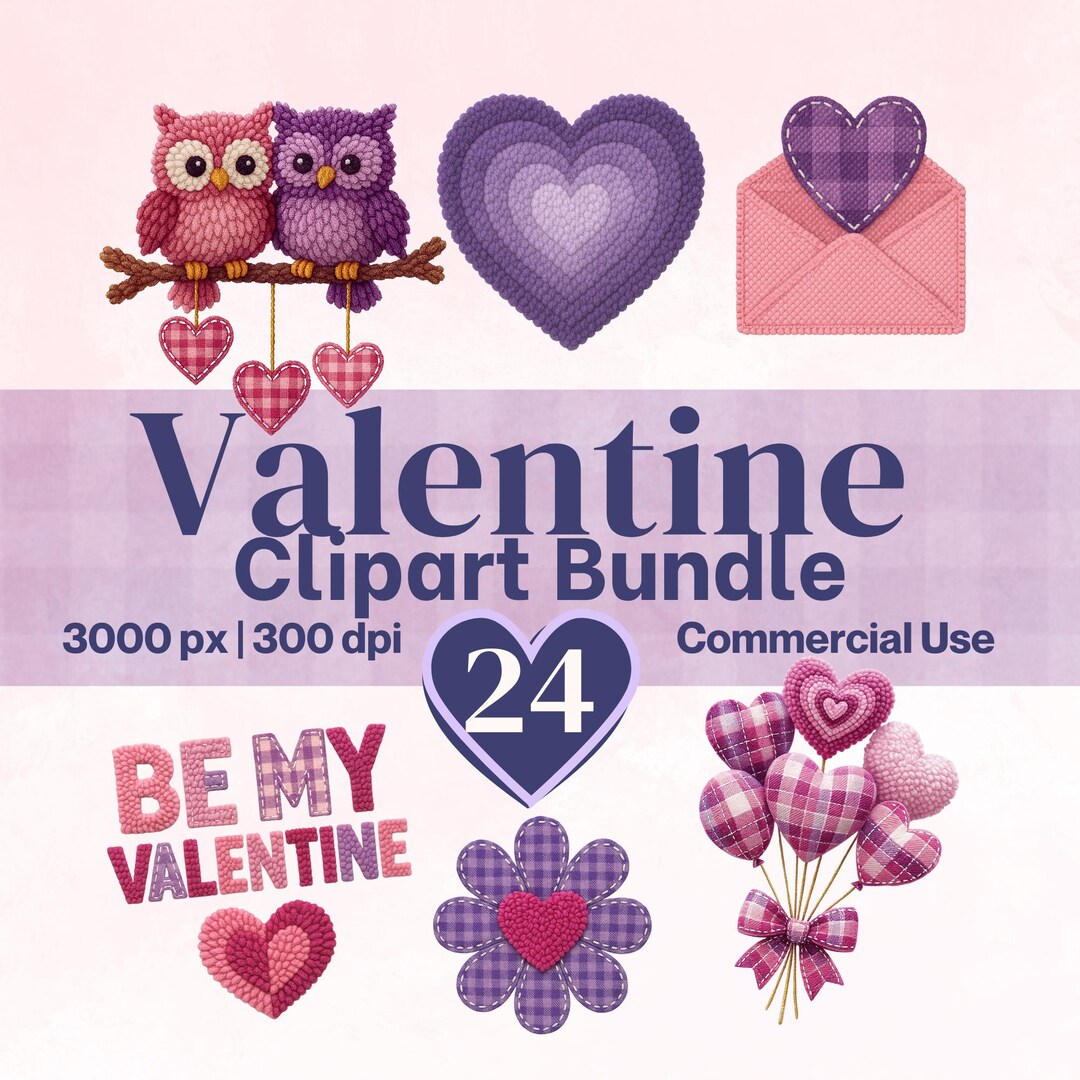 Valentine Clipart Bundle PNG | Latch Hook | Plaid Material | 3000px ...