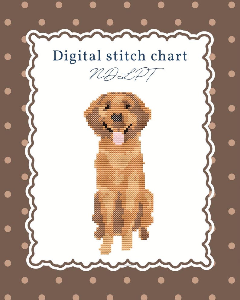 Golden Retriever Needlepoint and Cross Stitch Digital Design ...