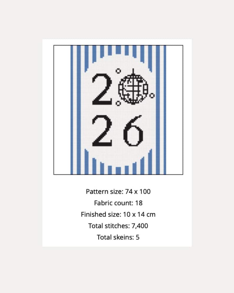 2026 New Years Needlepoint/cross Stitch Pattern (PDF) - Etsy UK