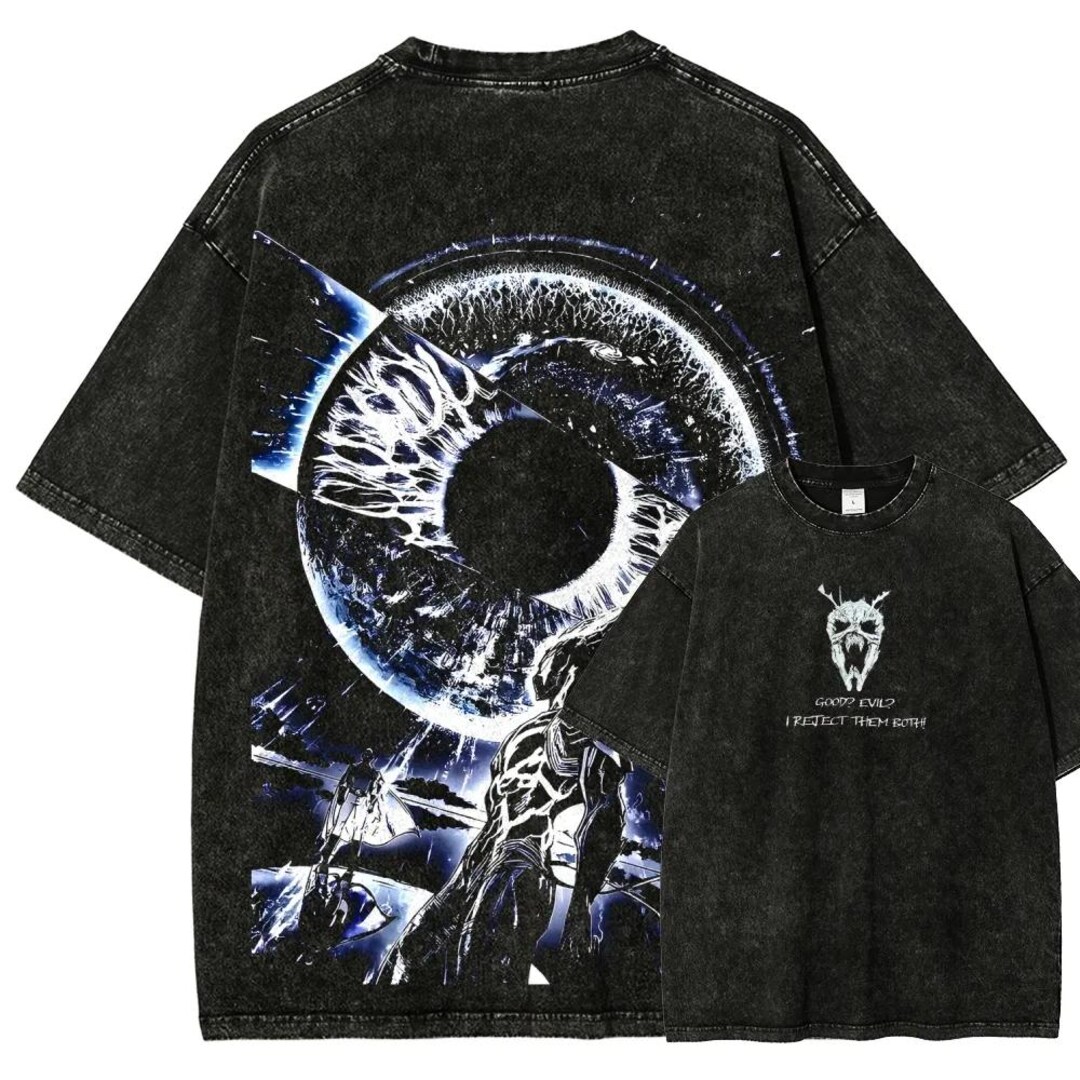 Good Evil I Reject Them Both Anime Character Vintage Washed Shirt Anime ...