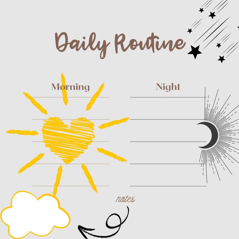 Customizable Daily Routine Planner Template Morning Night Tracker - Etsy