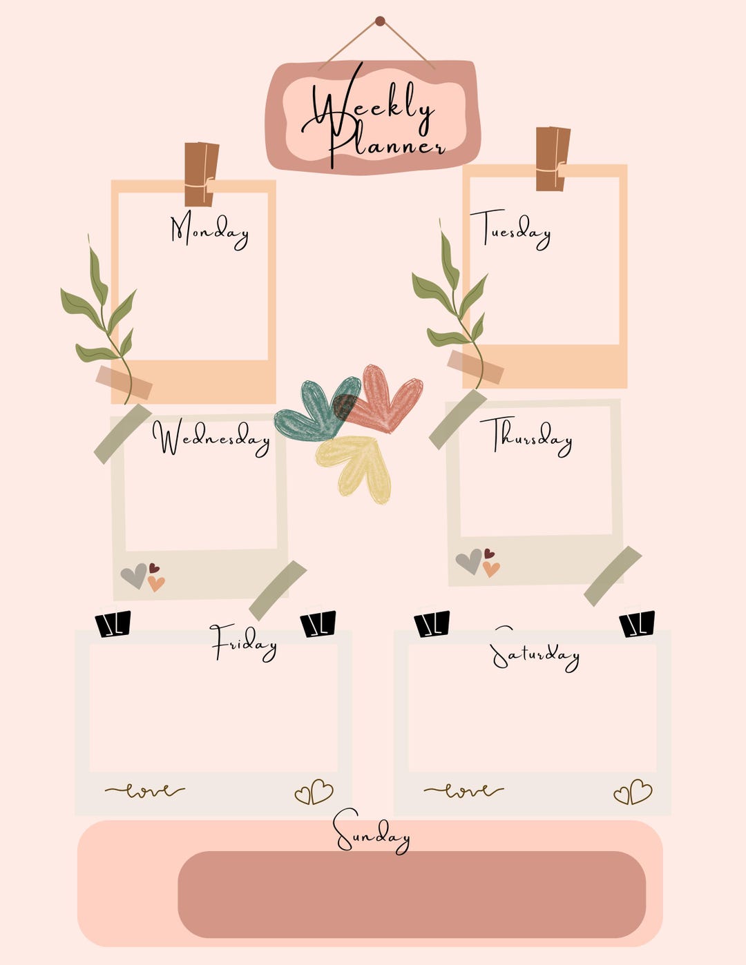 Minimalist Weekly Planner Aesthetic Weekly Organizer Printable Weekly ...