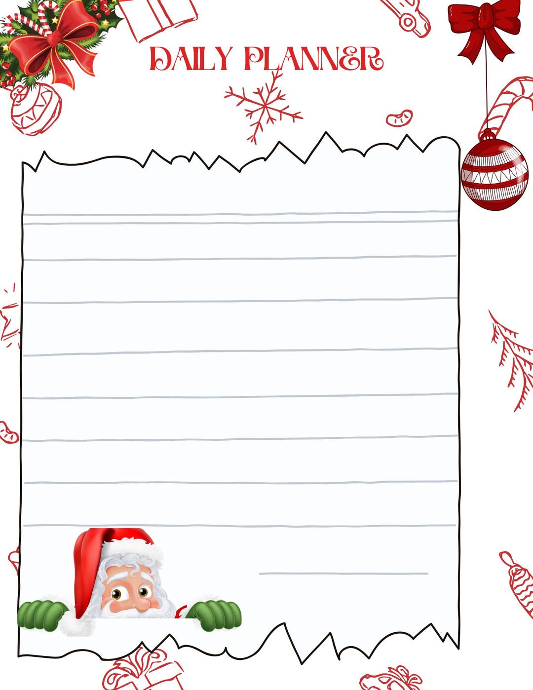Christmas-themed Daily Planner Printable Template - Etsy