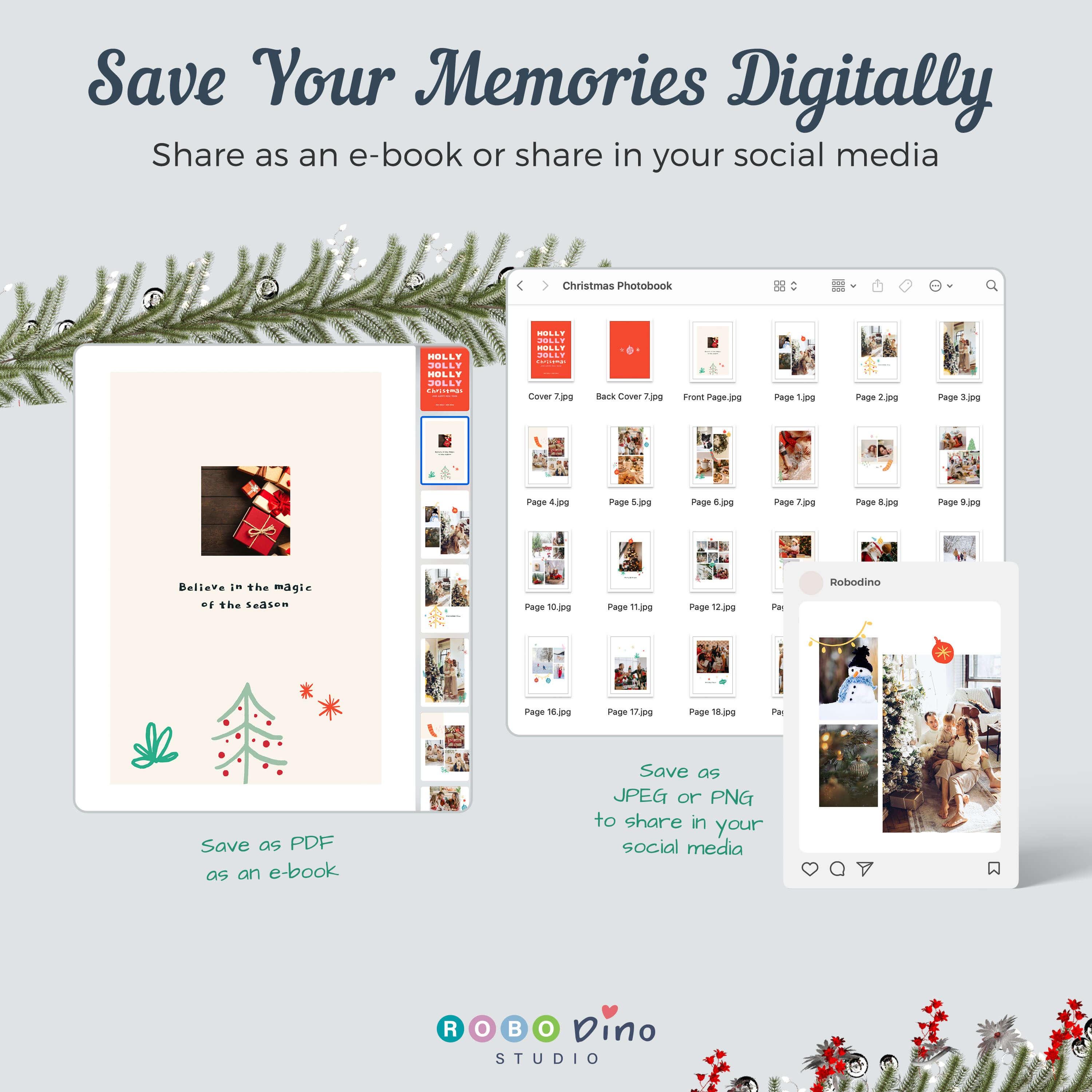 Christmas Photo Book Canva Template: Holiday Scrapbook, Keepsake Memory ...