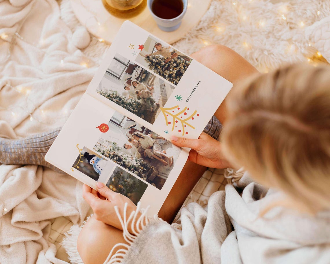 Christmas Photo Book Canva Template: Holiday Scrapbook, Keepsake Memory ...