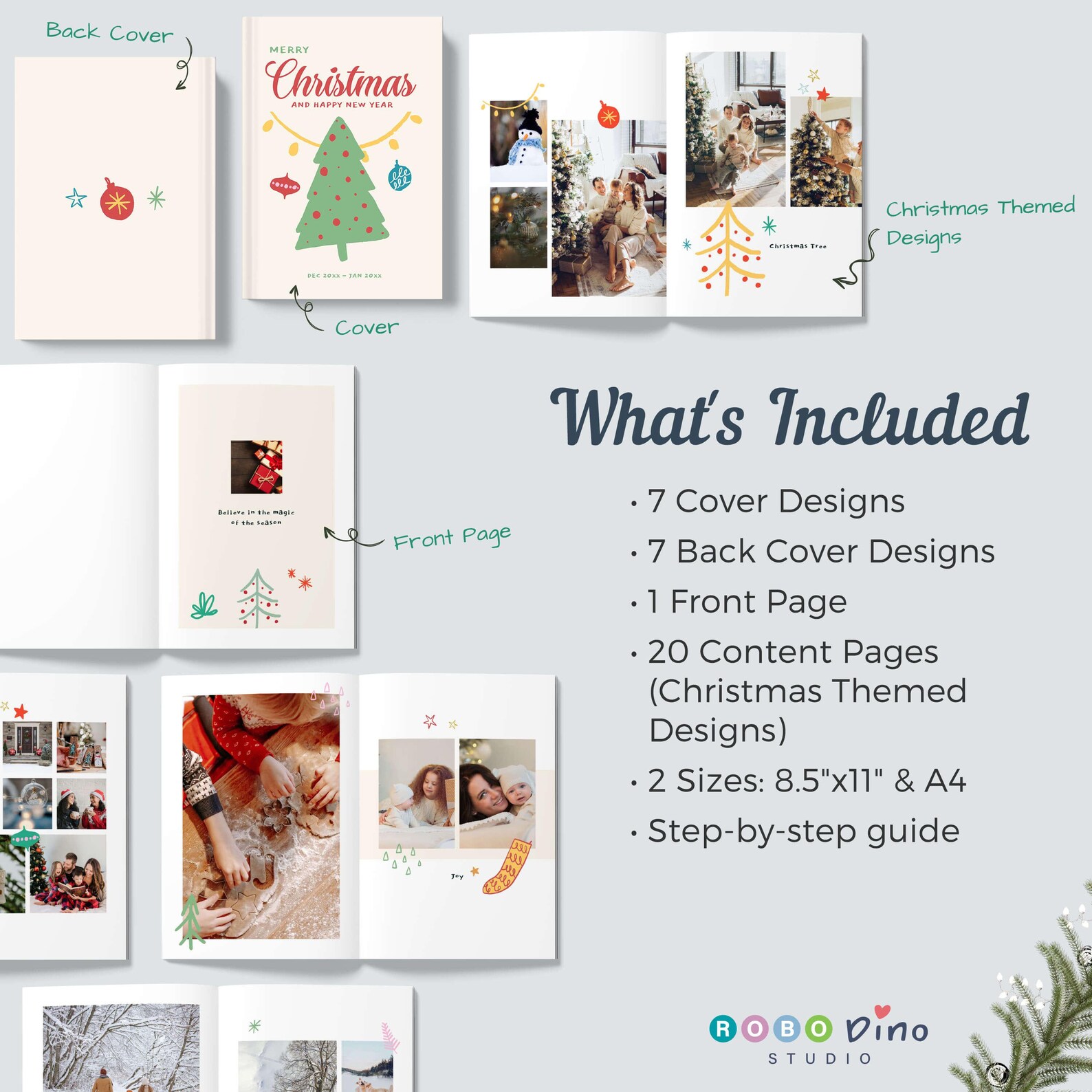 Christmas Photo Book Canva Template: Holiday Scrapbook, Keepsake Memory ...