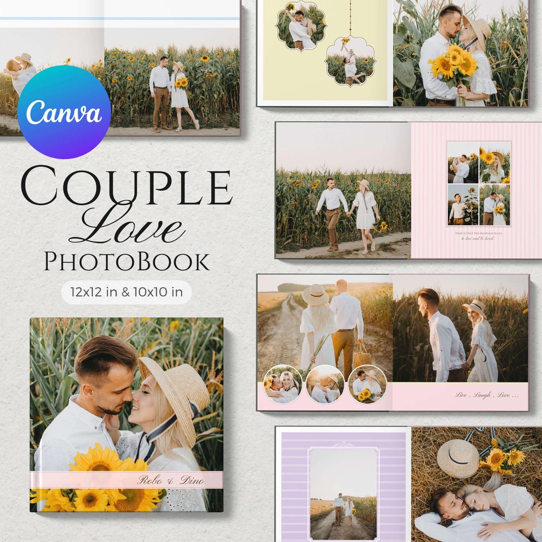 Wedding Photo Book Canva Template Engagement Photobook Canva Ebook ...