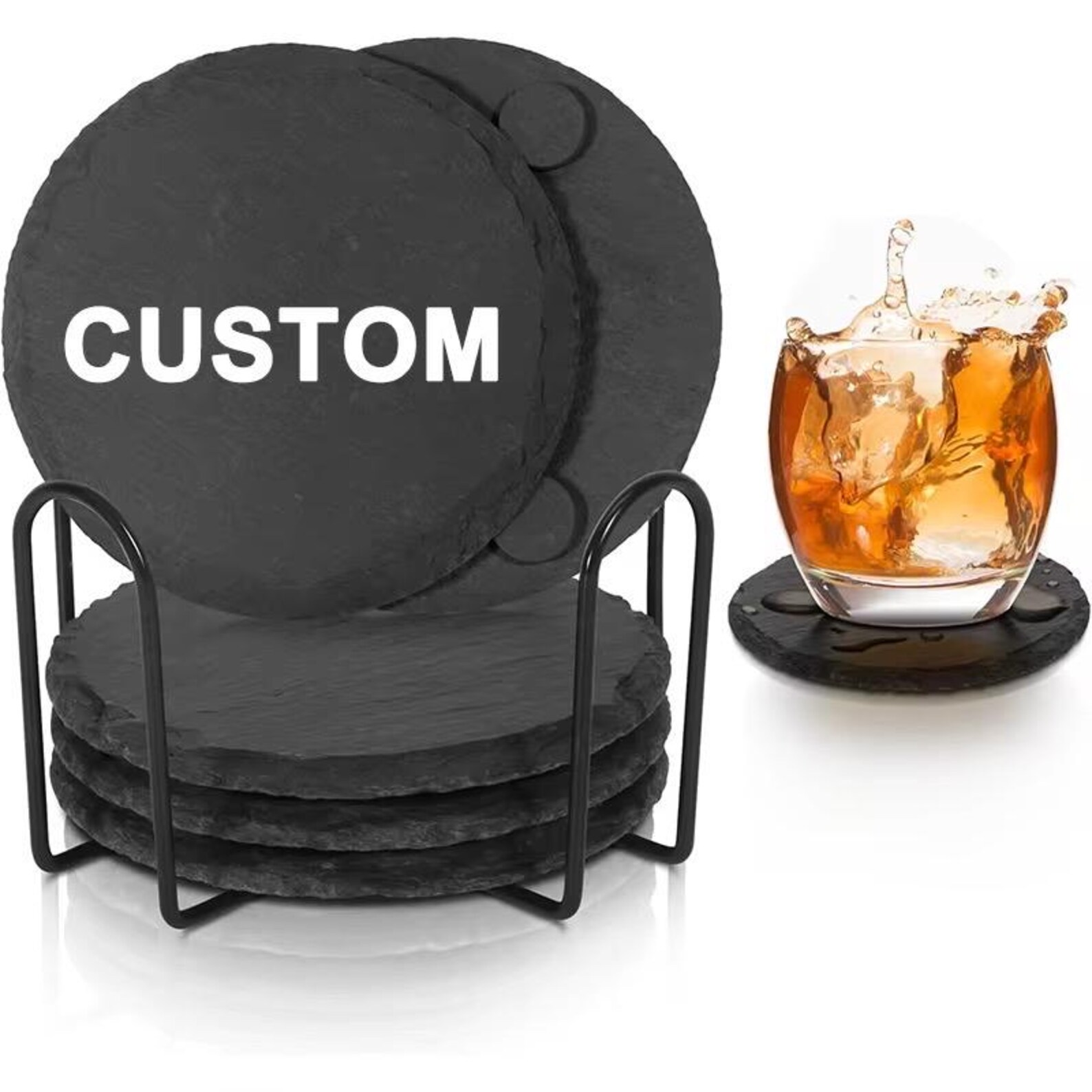Set of 4 Personalized Slate Coasters, Custom Coasters, Monogrammed ...
