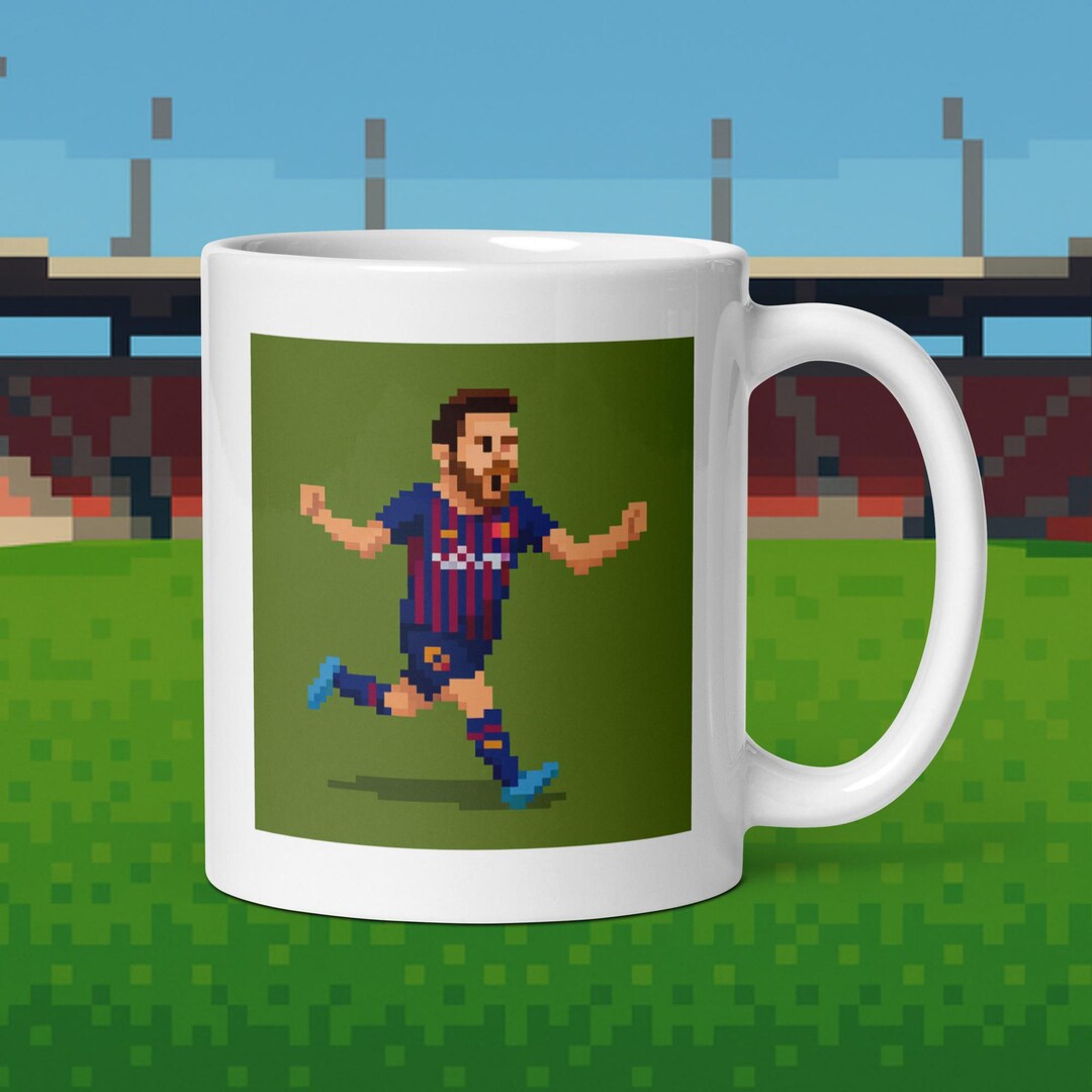 Lionel Messi Barcelona Mug – Pixel Art Football Gift – Football Coffee ...