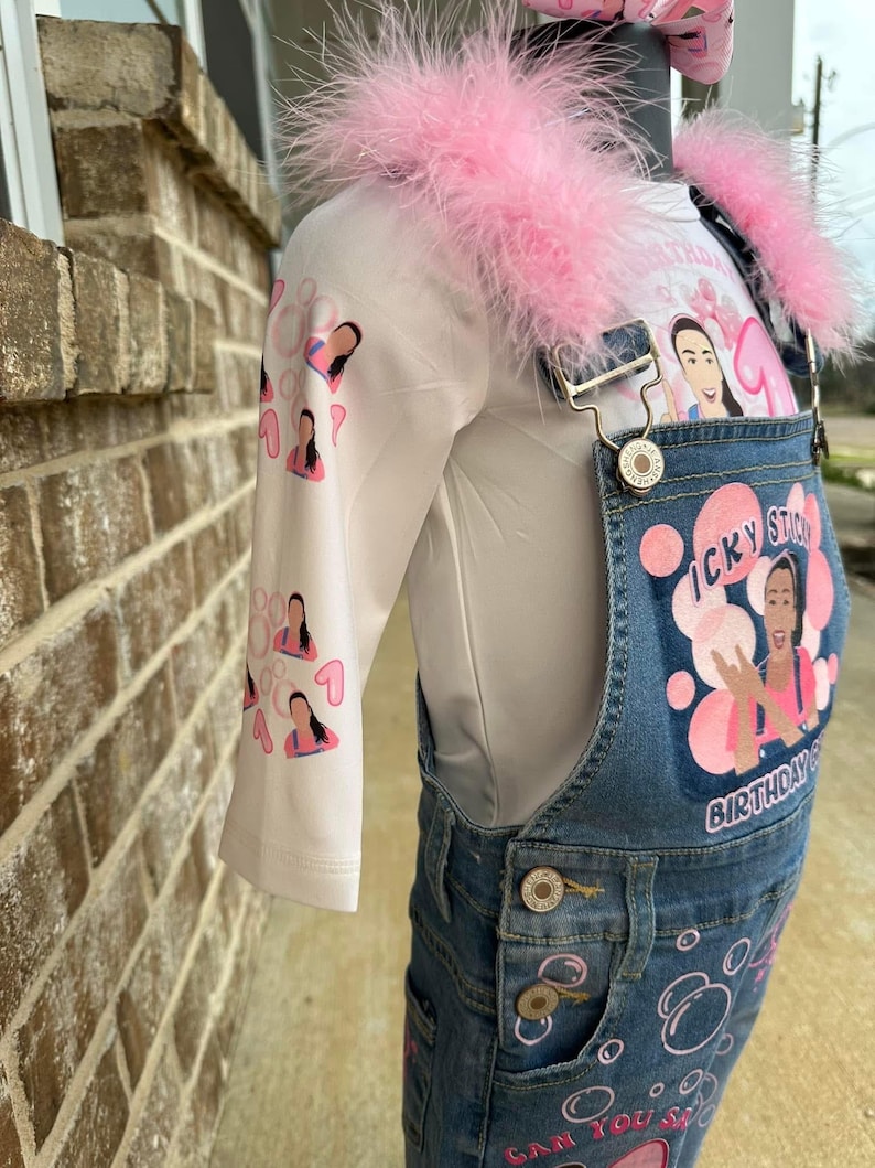 Custom Ms Rachel Bubbles Birthday Outfit – Personalized Denim Overalls ...