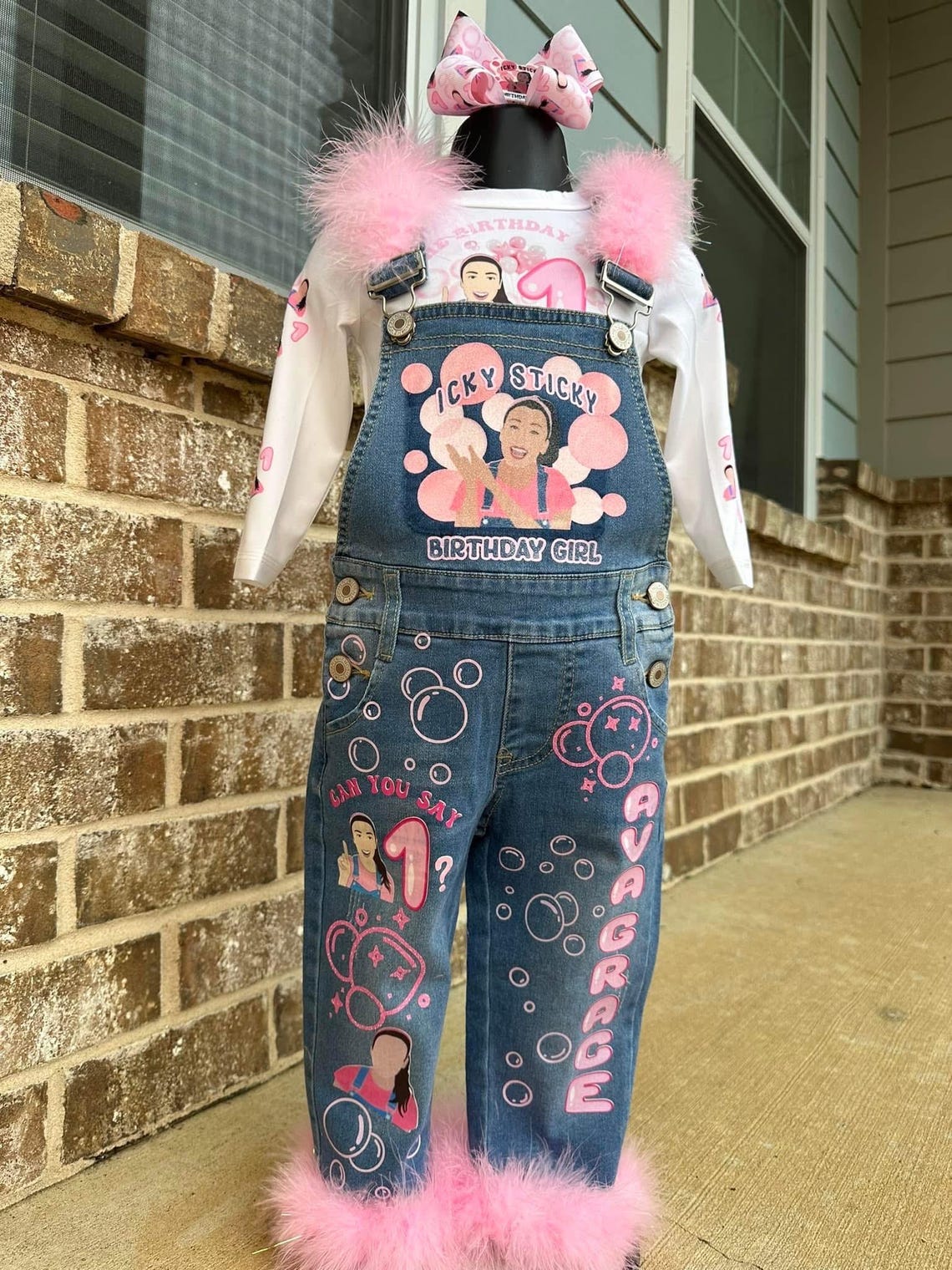 Custom Ms Rachel Bubbles Birthday Outfit – Personalized Denim Overalls ...
