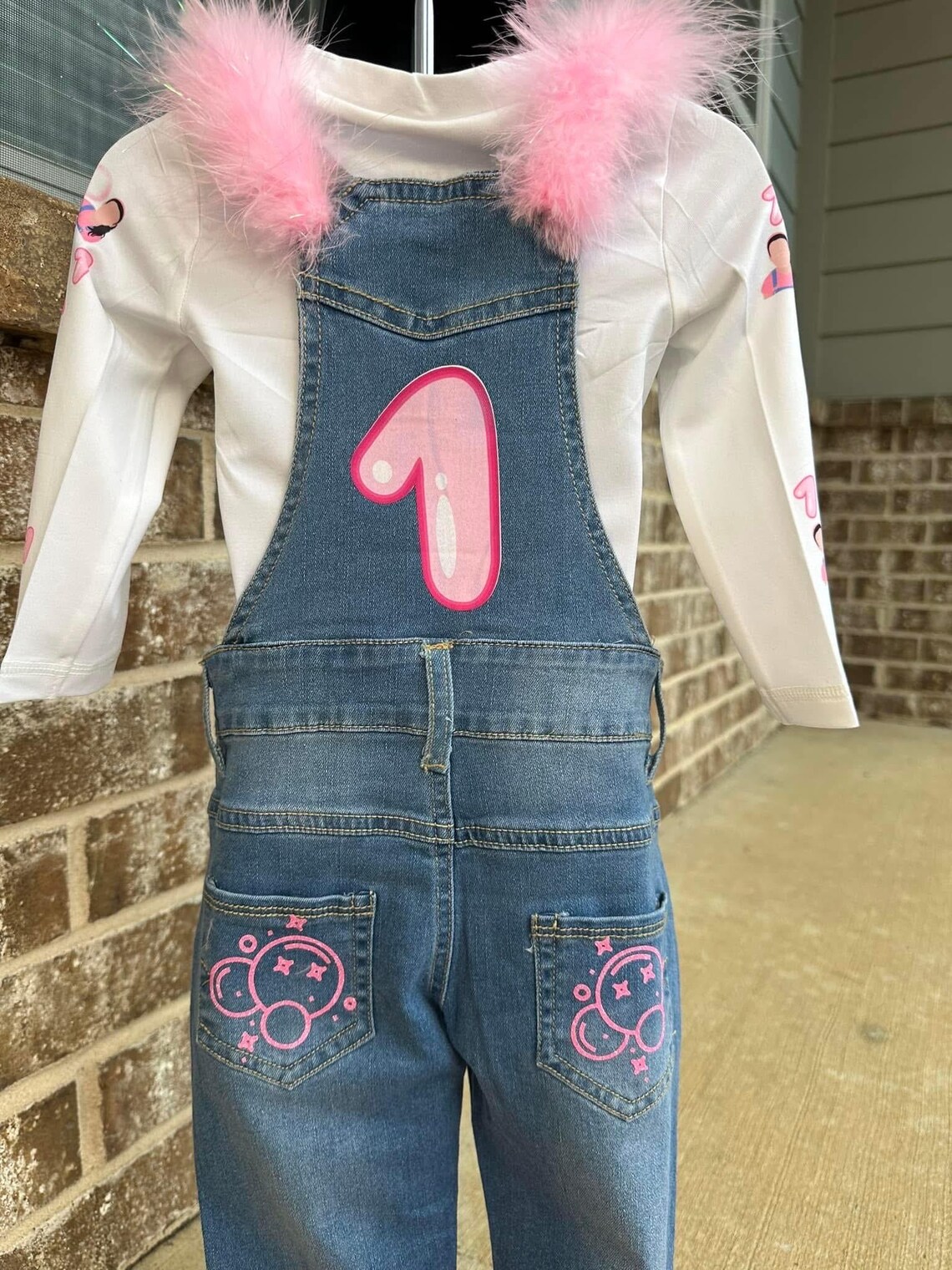 Custom Ms Rachel Bubbles Birthday Outfit – Personalized Denim Overalls ...