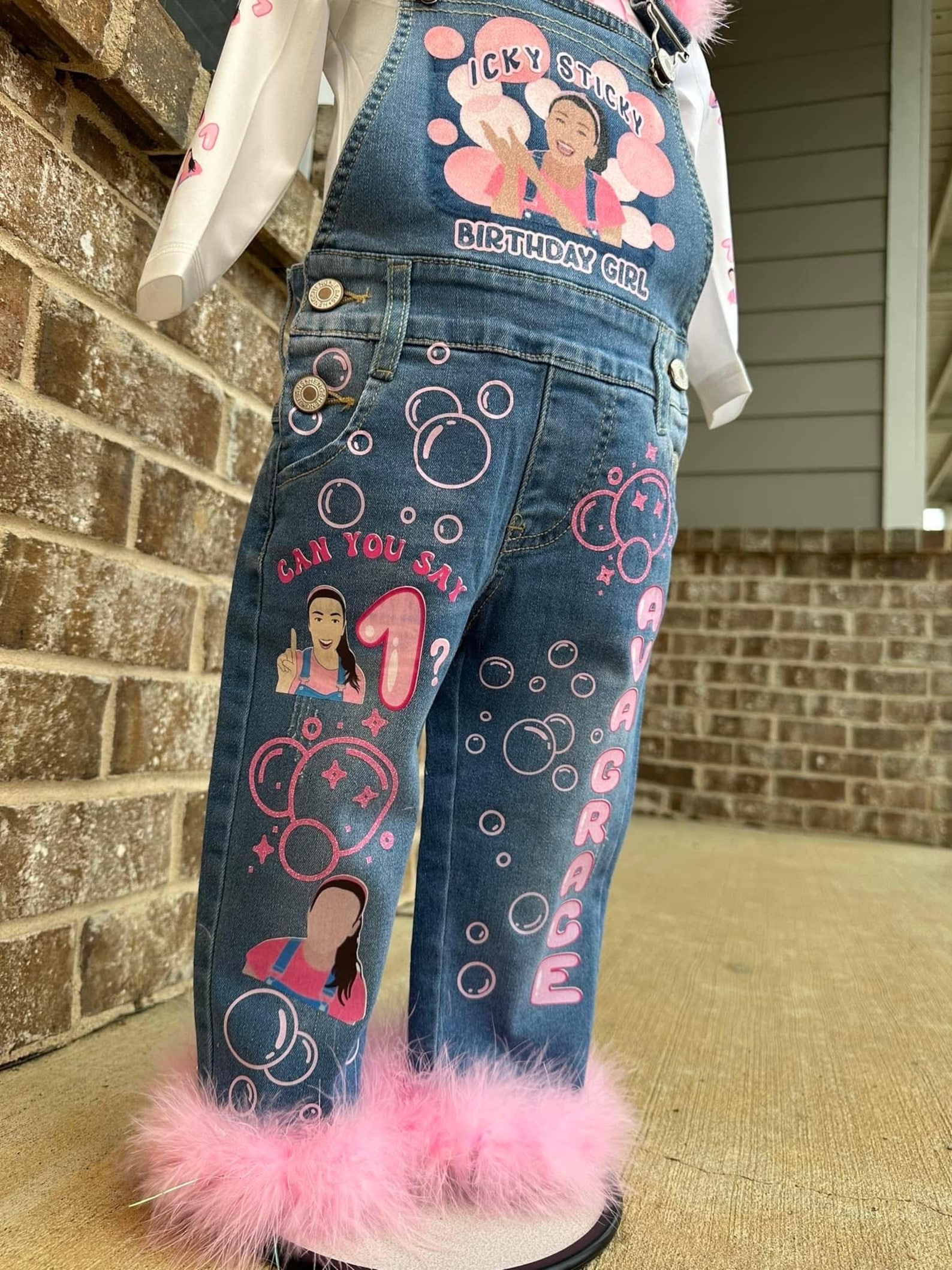 Custom Ms Rachel Bubbles Birthday Outfit – Personalized Denim Overalls ...