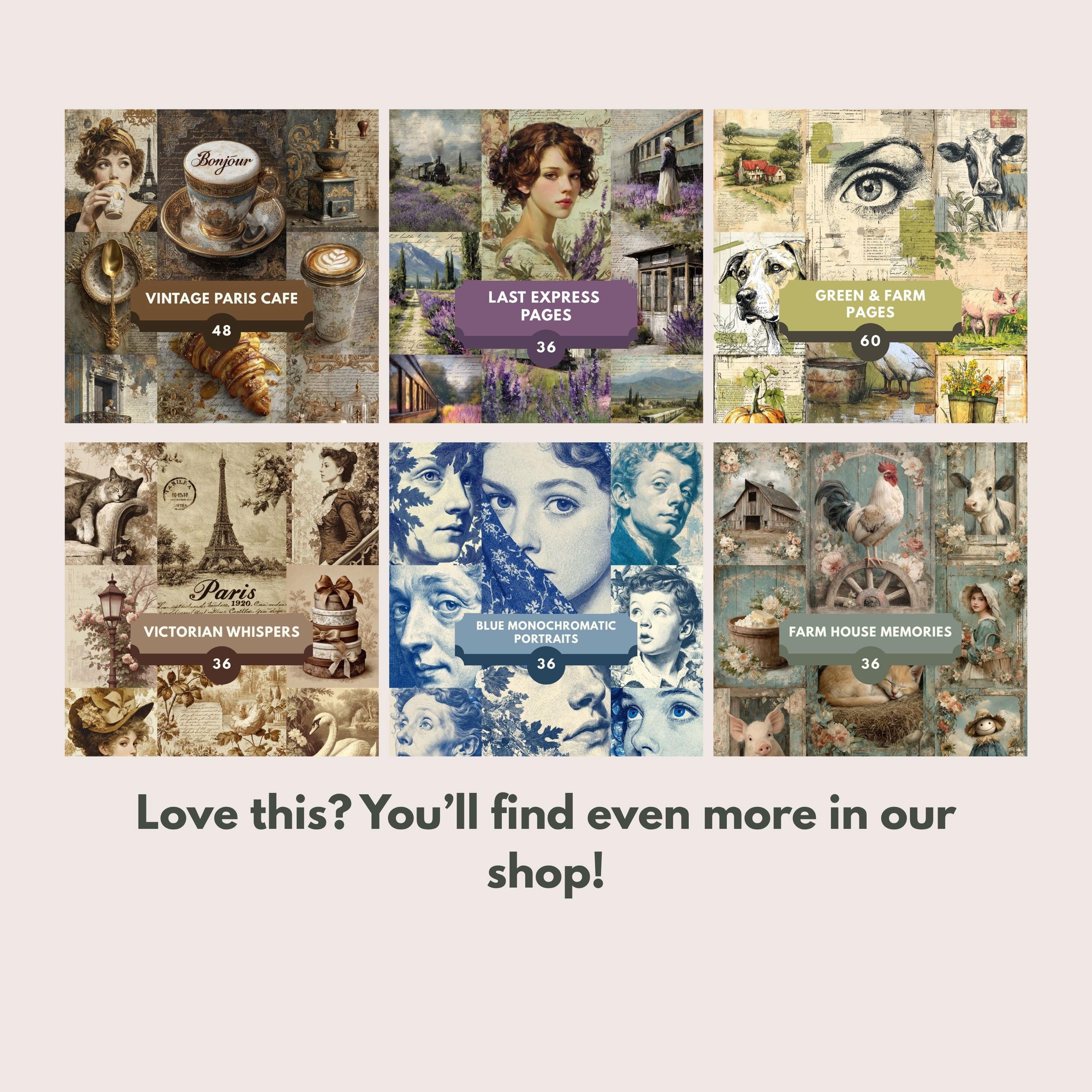 Homestead Cream Digital Paper Pack, Farmhouse, Junk Journal Pages ...