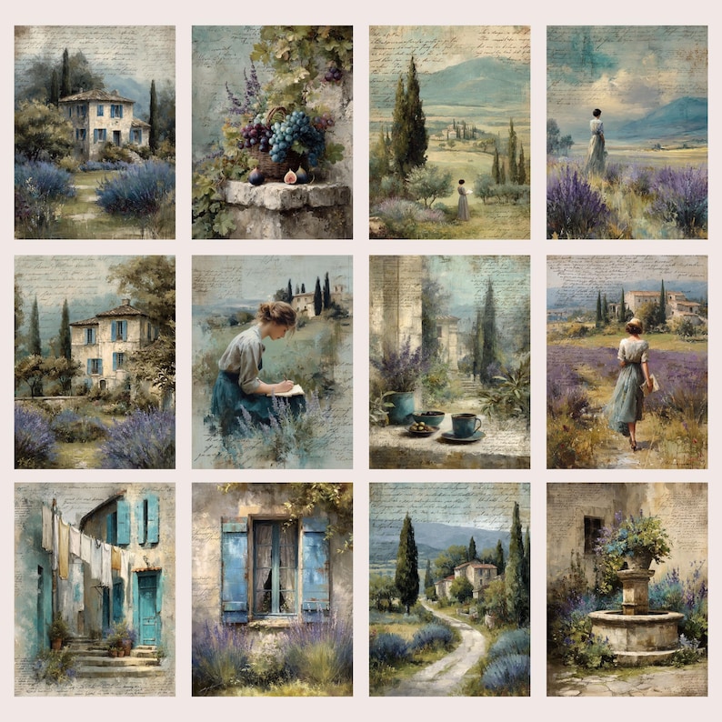 Tuscany Junk Journal Pages for Scrapbooking Collage DIY Hand Made ...