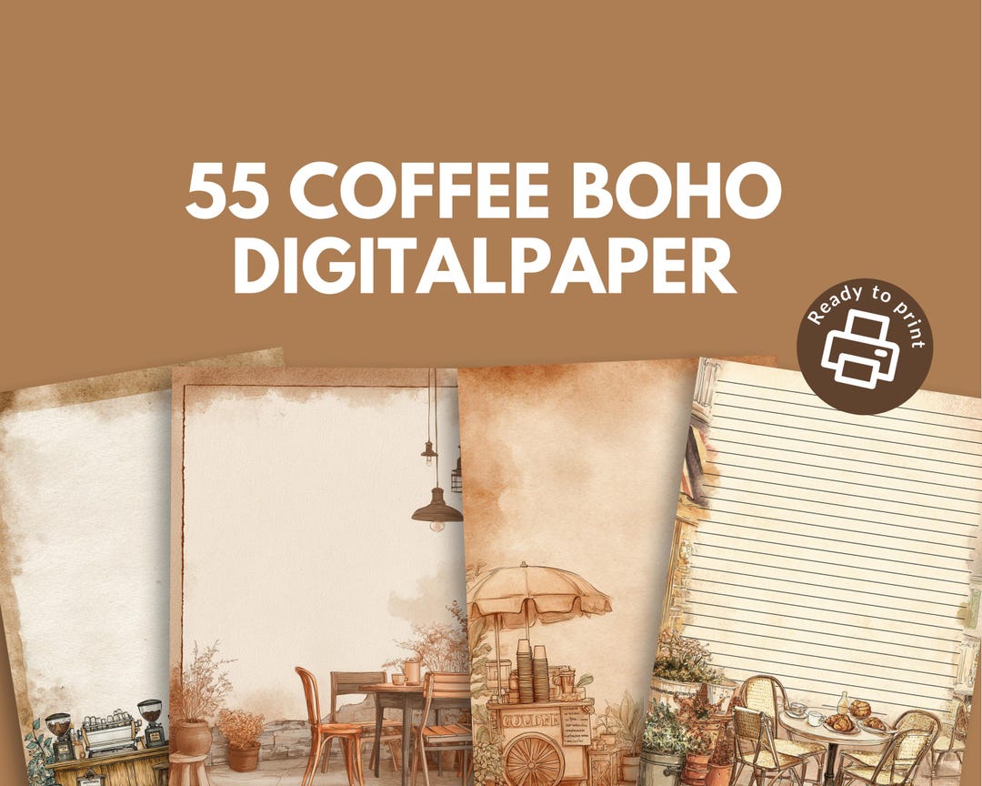 Coffee Boho Digital Paper Pack, Digital Paper, Junk Journal, Ephemera ...
