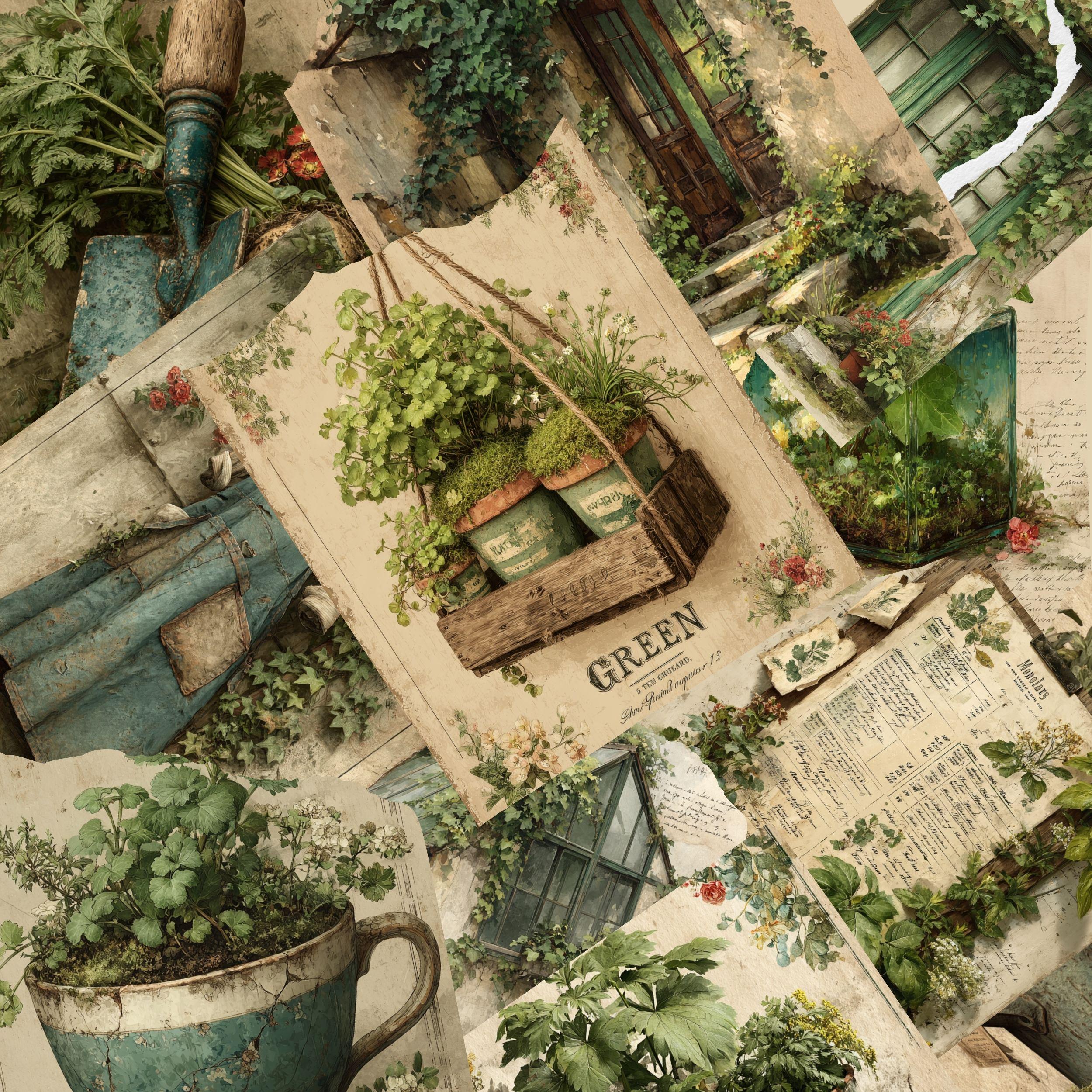 Old Greenhouse Junk Journal Pages, Digital Paper, Scrapbooking ...