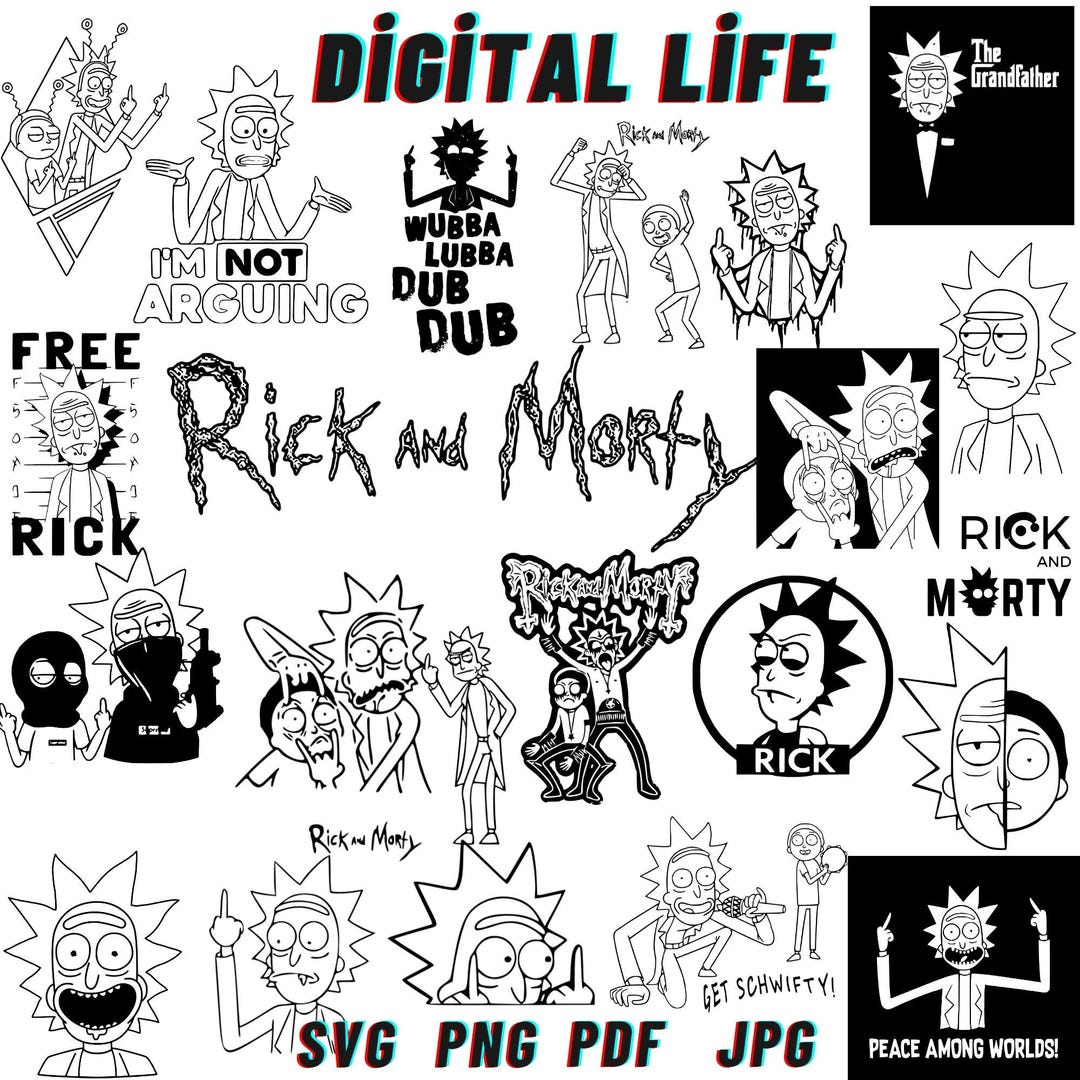 Ricky e Morty SVG Bundle, Download digital, Padrão de personagem de ...