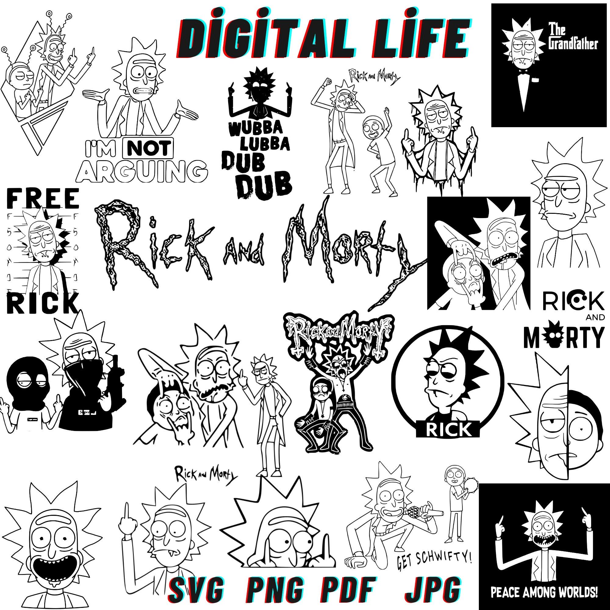 Ricky and Morty SVG Bundle,digital Download,cartoon Character Pdf ...