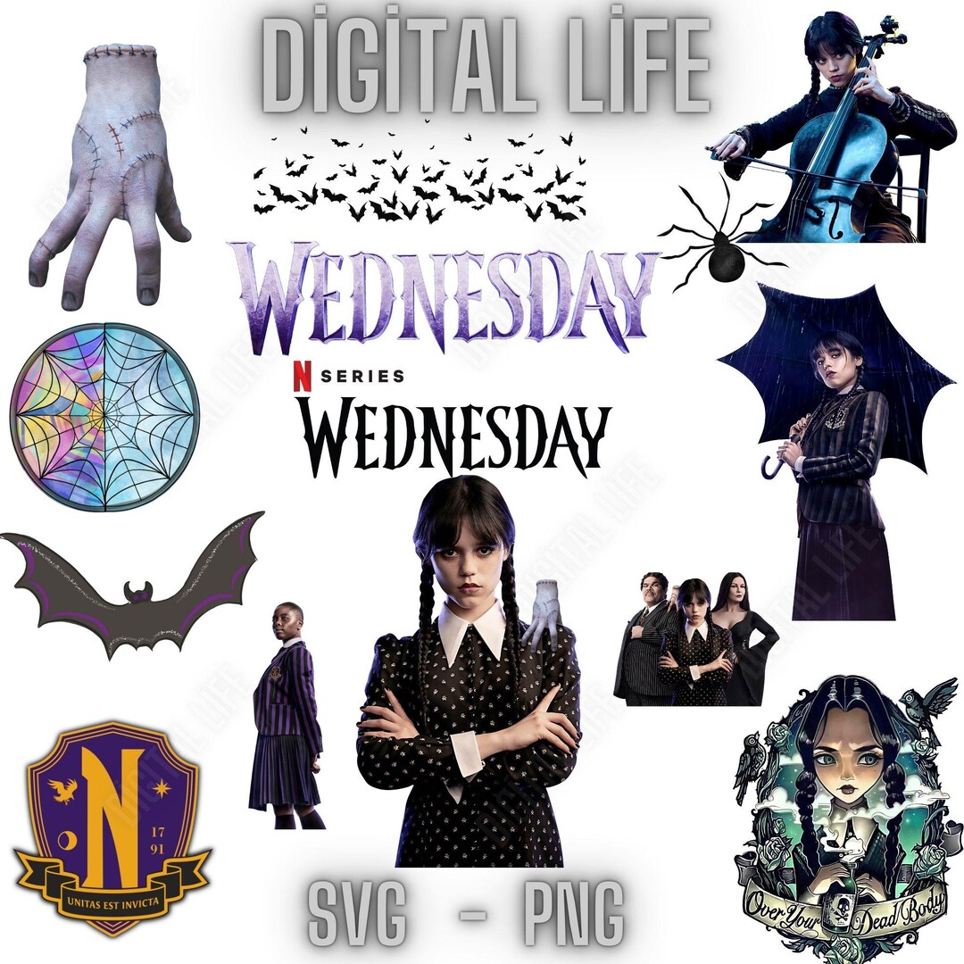 Wednesday Addams Svg Png Clipart Bundle , Dancing Queen Svg, Addams ...