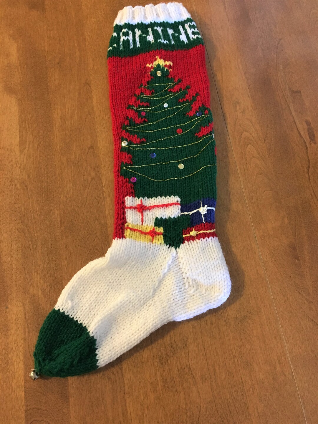 Christmas Tree Stocking, Personalized Stocking, Knit Christmas Stocking ...