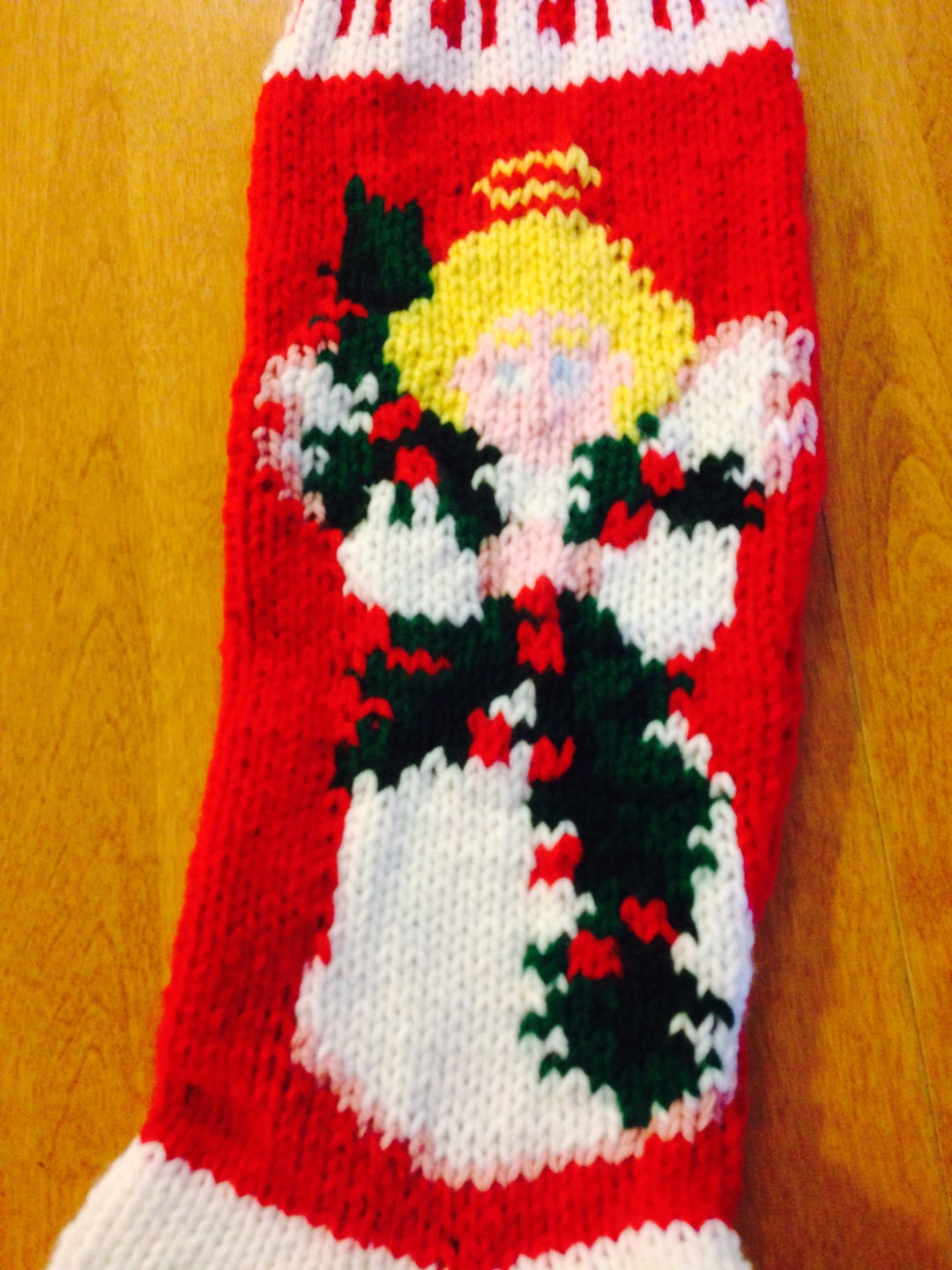 Angel Christmas Stocking, Personalized Angel Knit Stocking, Christmas ...
