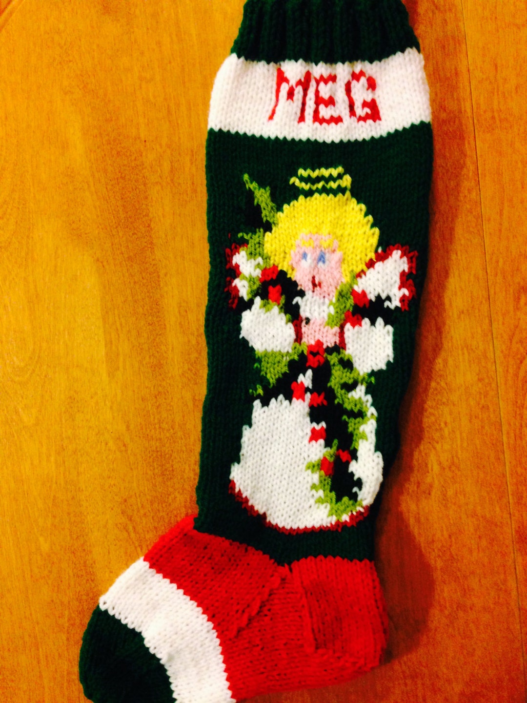 Angel Christmas Stocking, Personalized Angel Stocking, Angel Knit ...